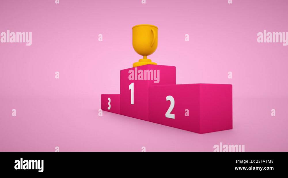 Winner podium on pink background with number place. Studio platform ...