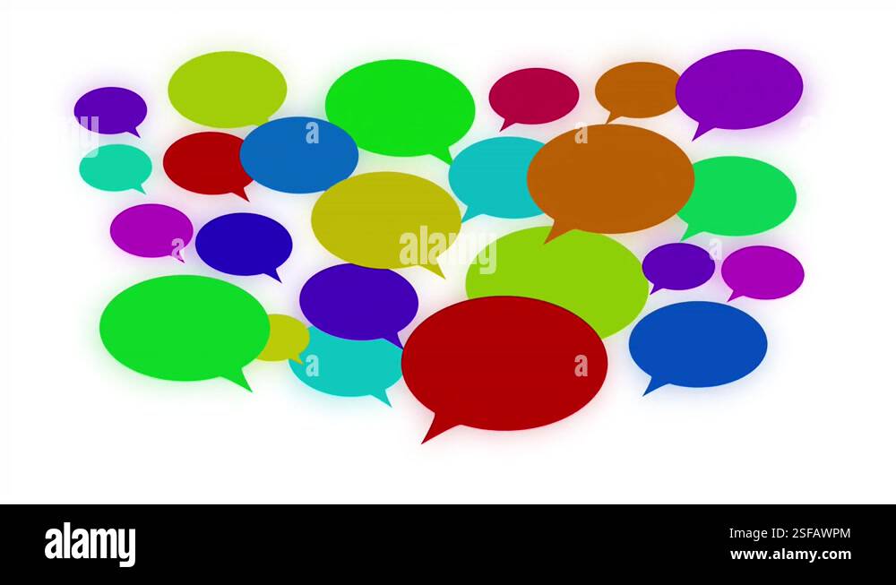 Bubble Chat Pop Up Animation for Conversation Concept on White ...