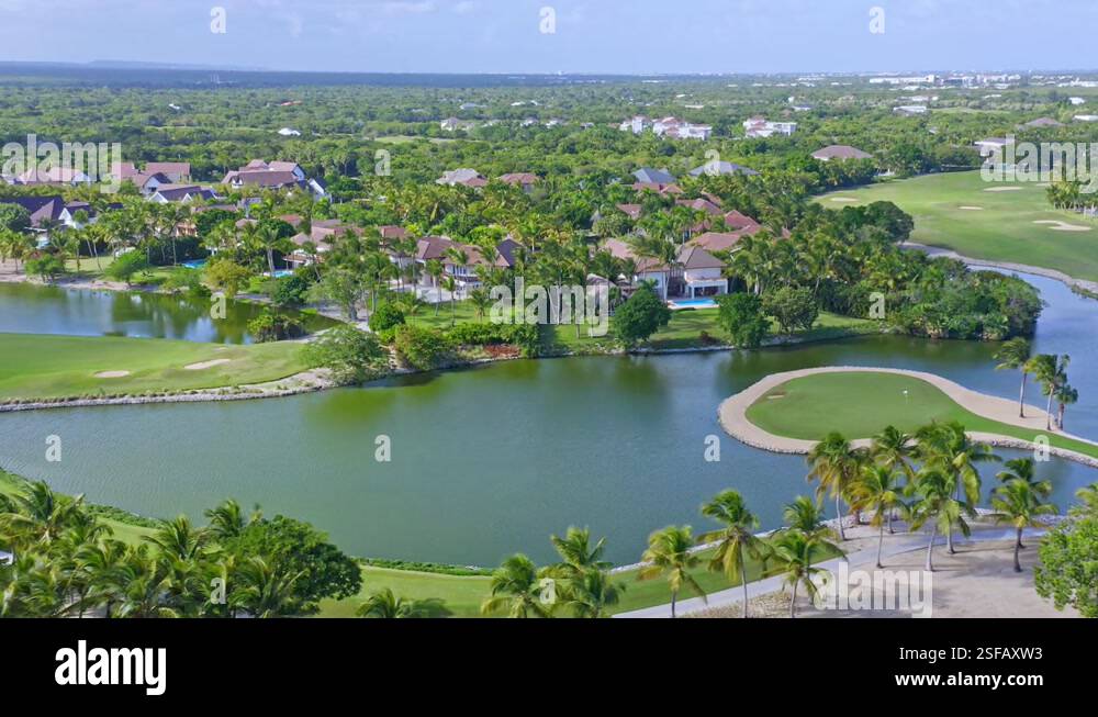 Scenic La Cana golf course with luxury villas, Punta Cana, Caribbean ...