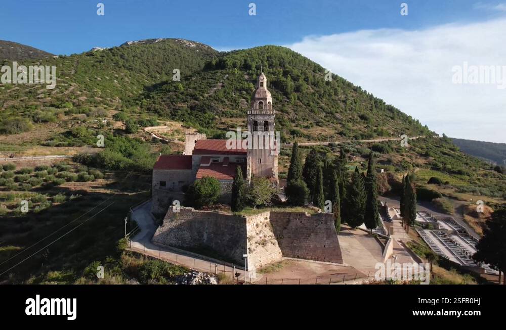 Aerial Semi Orbit Magical Fairy Tale Church of St Nikole (Muster) Crkva ...