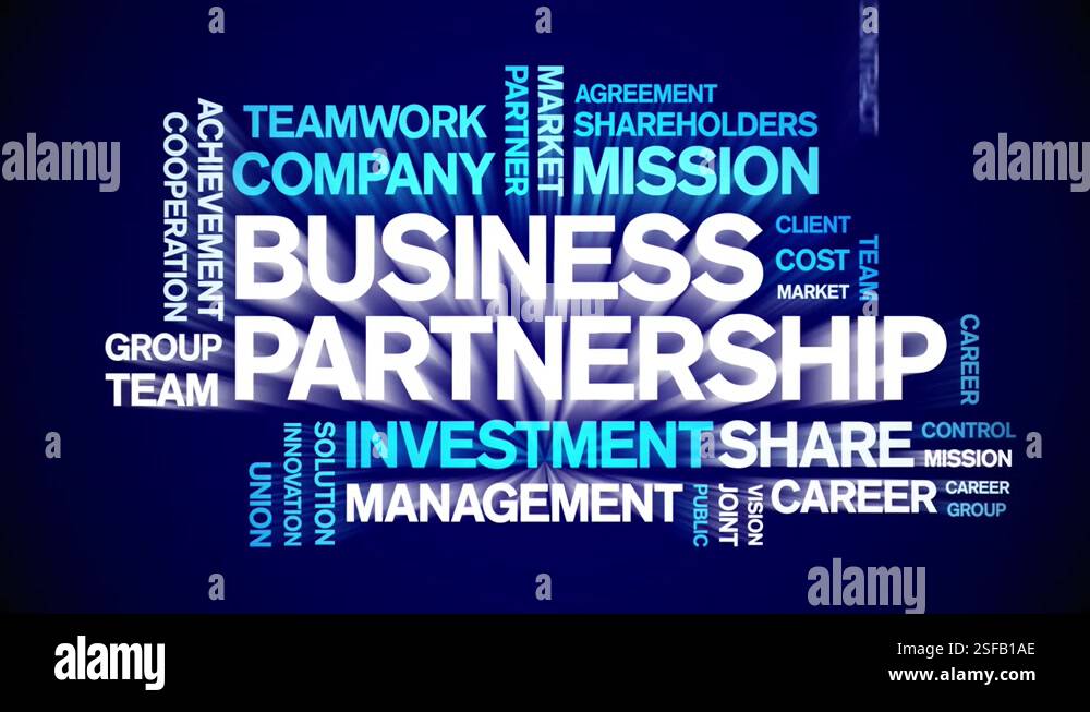 Business Partnership animated word cloud,animation typography seamless ...