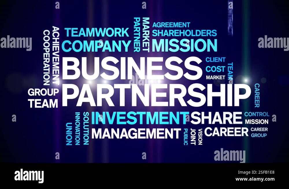 Business Partnership animated word cloud,animation typography seamless ...