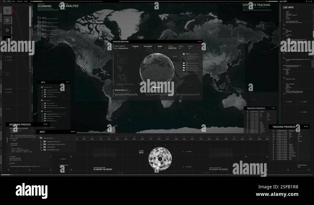 User interface of the software tracking the location of the satellite connection Stock Video ...