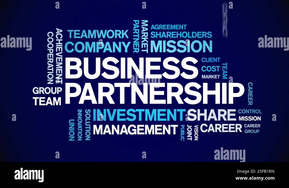 Business Partnership animated word cloud,animation typography seamless ...