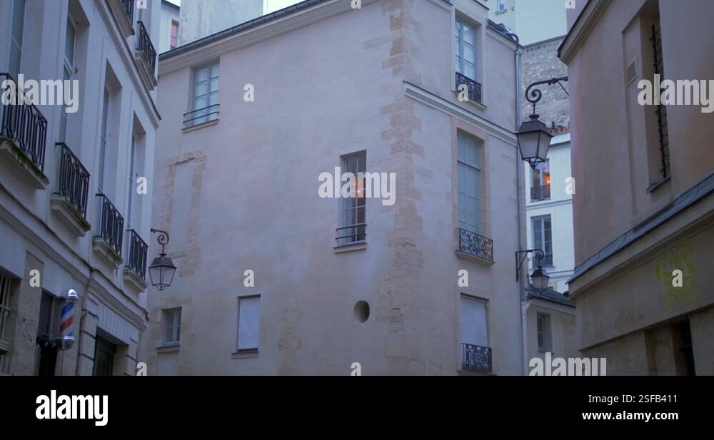 Bottom footage of historical, traditional, typical buildings in Paris ...