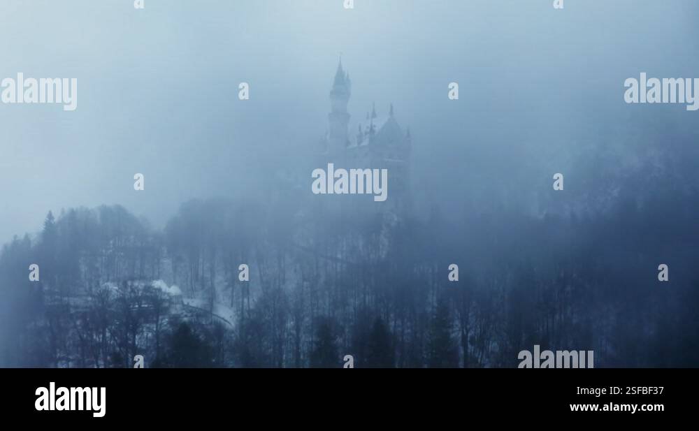 Hohenzollern Castle, located on top of a hill overgrown with spruce ...