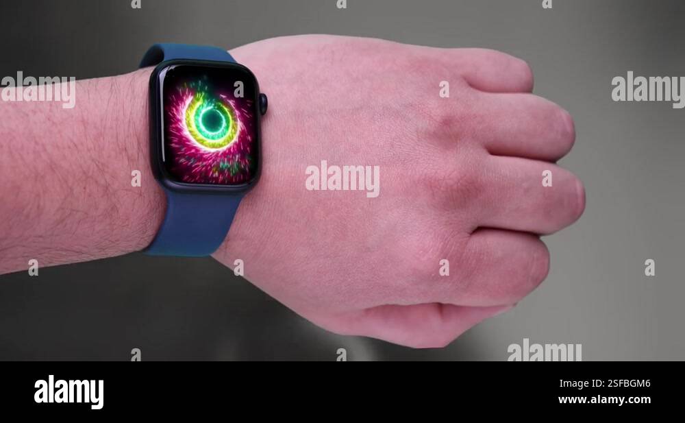 A Person with an Apple Watch Series 7 closing the three rings in a ...