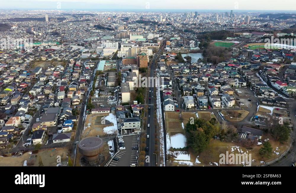 The aerial view of Sendai Stock Video Footage - Alamy