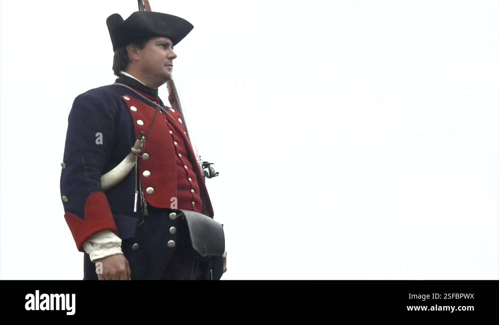 British Colonial Soldier of the French & Indian War stands with ...