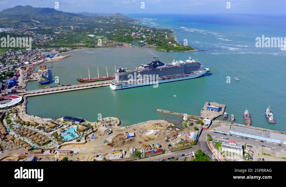 Panoramic Aerial View High Up of MSC Seashore Cruise Liner Ship ...