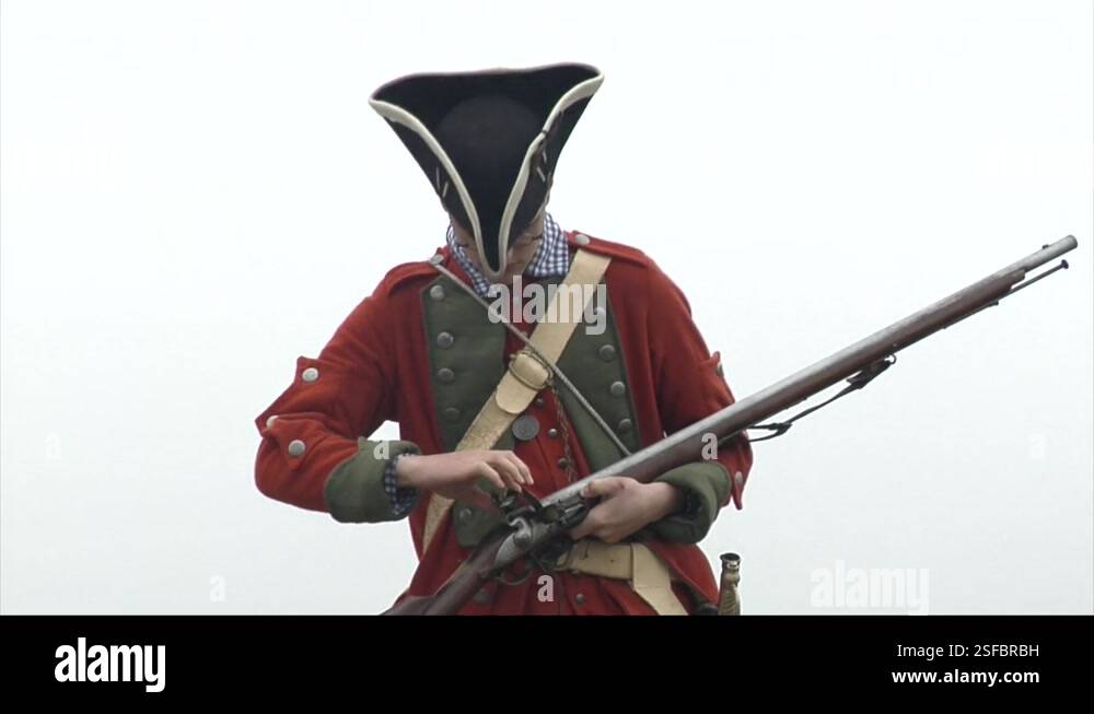 British Soldier of the French & Indian War era with flintlock musket ...