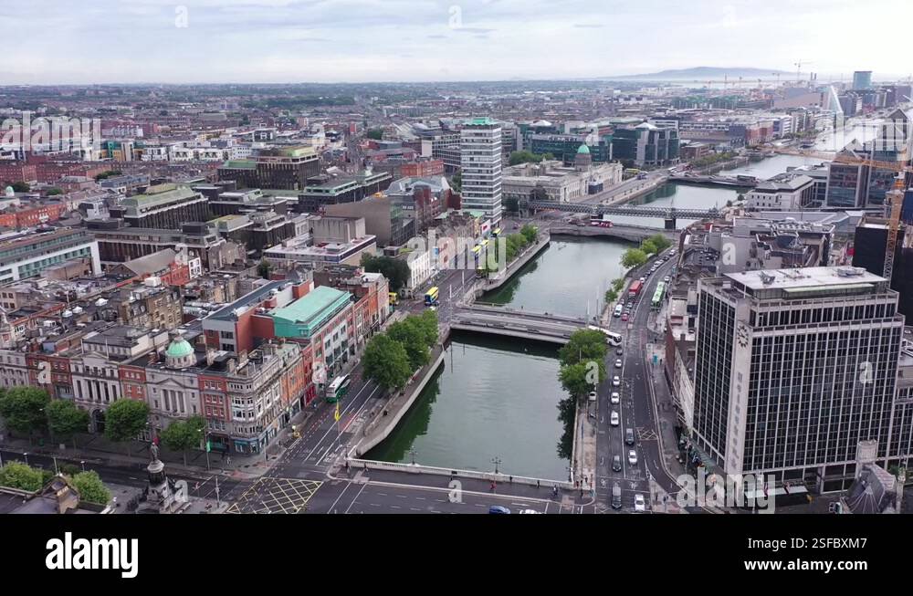 Daytime in Dublin city overlooking the vast metropolis and beyond ...