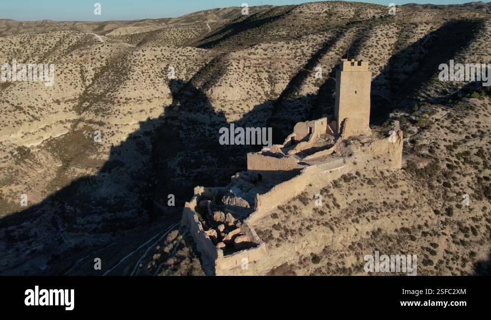 XI century muslim castle with a huge tower in Cadrete, Zaragoza, Spain ...
