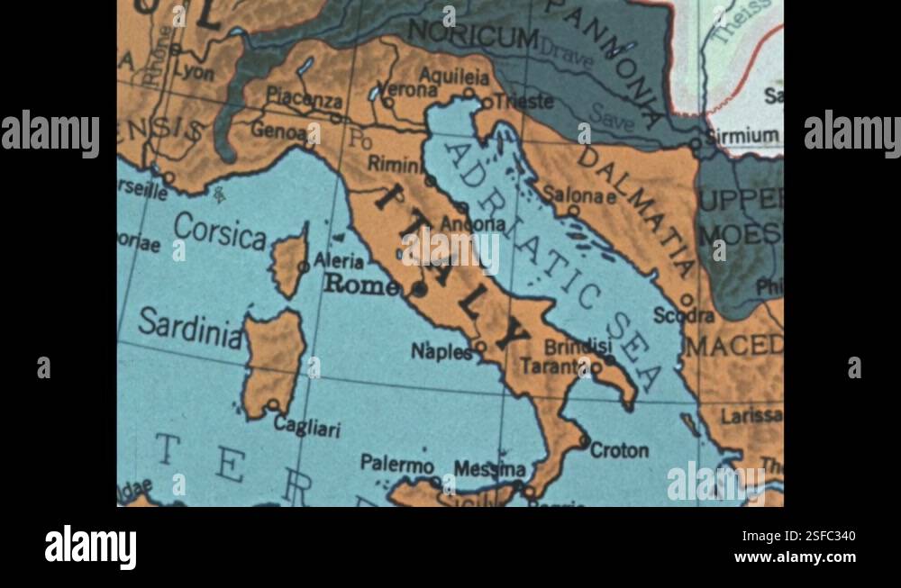 1950s: Map of Italy. Omniscient and its roots Stock Video Footage - Alamy