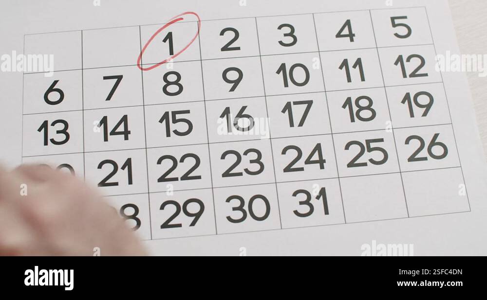 Calendar 1,2,3,4,5th Date of the Month Crossed Out. Signing a day on a ...