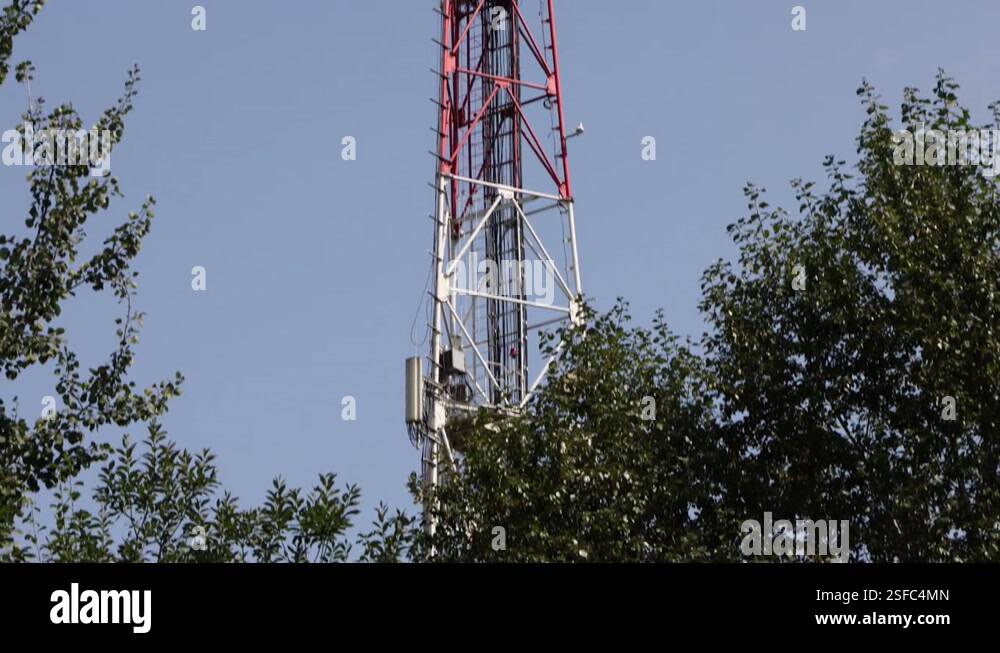 Telecom Tower Antenna Carrying Broadcasting Antennas For Gsm, 3G, 4G And 5G Cell Stock Video ...