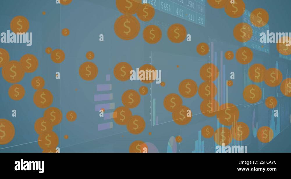 Animation of data processing over dollar symbols Stock Video Footage ...
