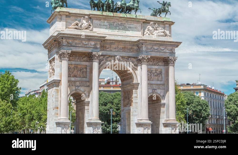 Arch of Peace in Simplon Square timelapse. It is a neoclassical triumph ...