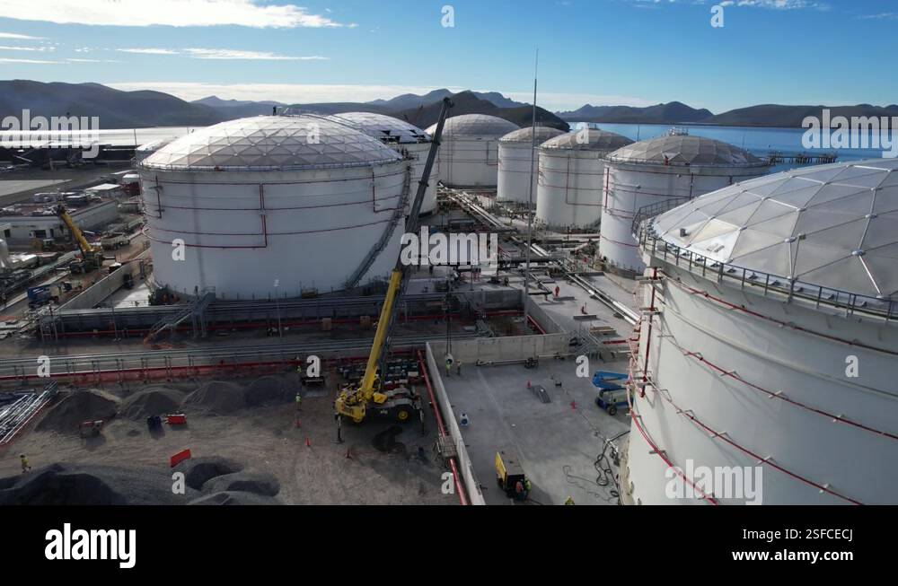 Aerial view oil and gas terminal storage tank farm,Tank farm storage ...