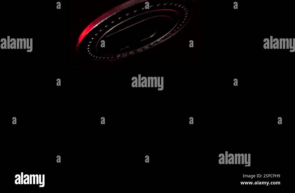Silver Doge Coin Tails Red Black Background 4K 60 FPS Slow Motion ...