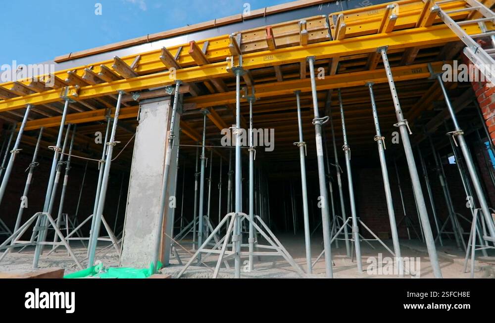 The process of creating a floor. Formwork flooring. Exterior of a ...