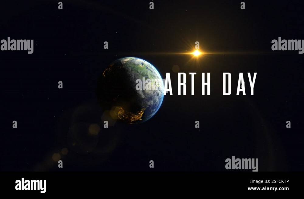Earth Day with sunrise and shadow on the earth rotate in star space ...