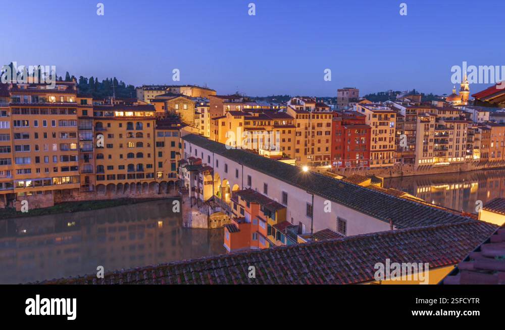 Florence, Italy at the Ponte Vecchio Bridge crossing the Arno River Stock Video Footage - Alamy