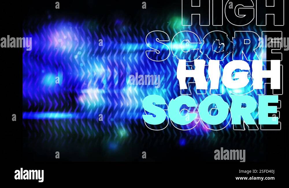 Animation of high score text and shapes on black background Stock Video ...