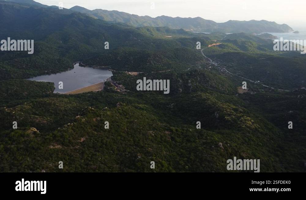 Aerial landscape mountains lake formation in ninh thuan vietnam, Nui ...