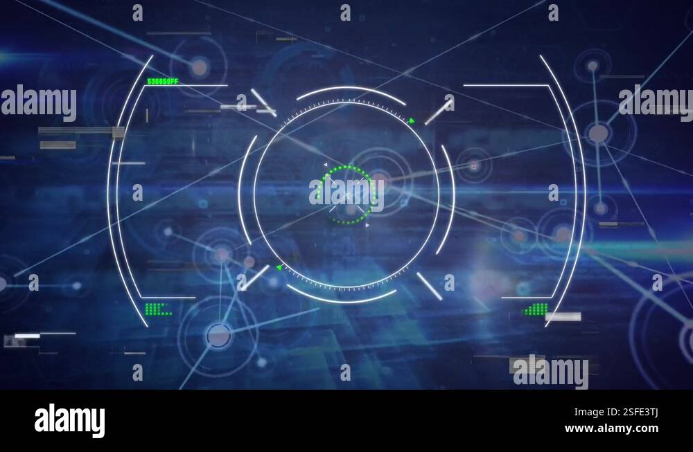 Animation of network of connections with icons over scope scanning and data Stock Video Footage ...