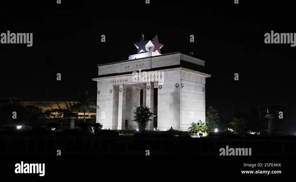 Black Star Square Independence Square night Accra Ghana 4K Stock Video ...
