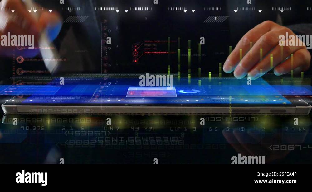 4K Human Finger Turns on Touch Futuristic Screen Button and tech engine ...