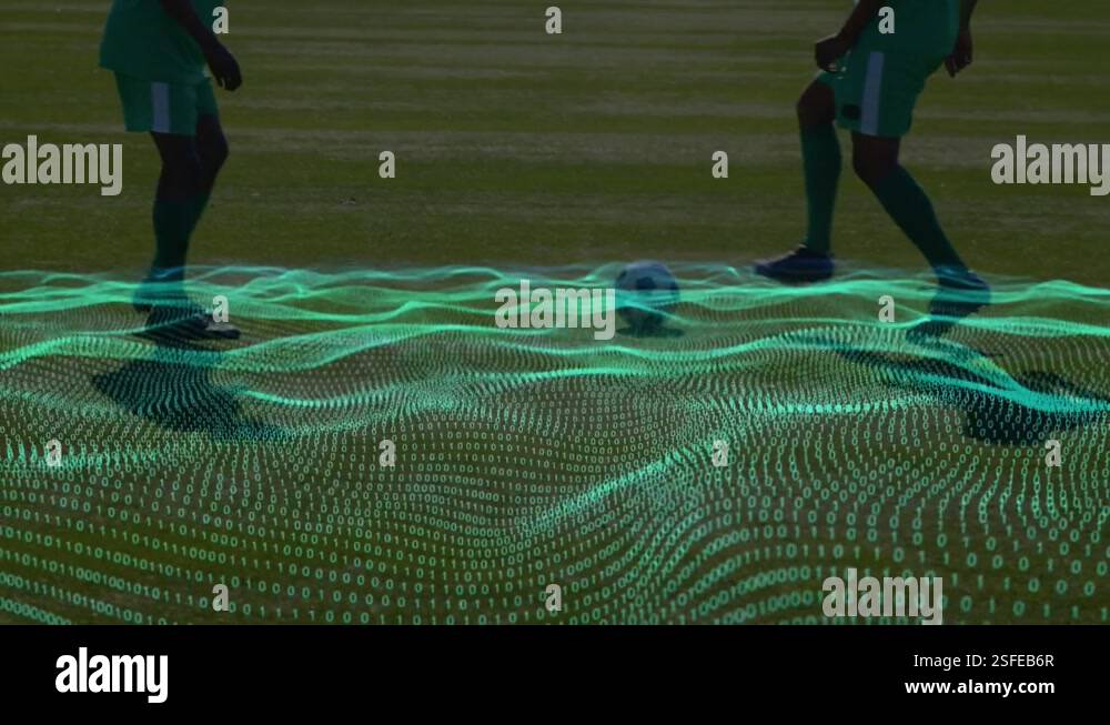 Animation of waves with binary coding over diverse football players on ...