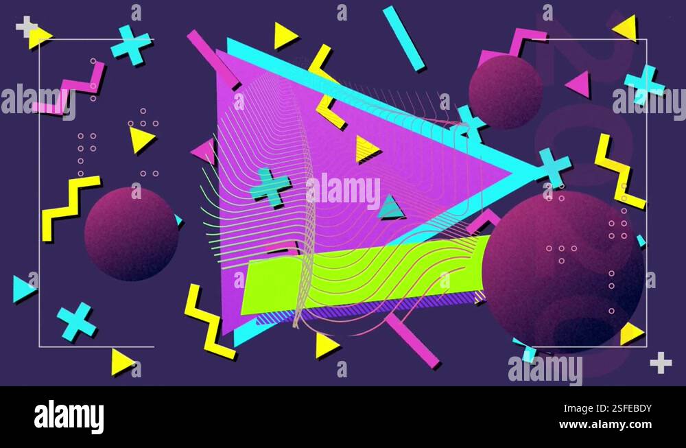 Animation of moving shapes and spots on purple background Stock Video ...