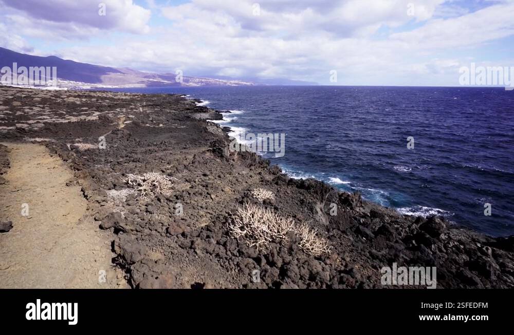 Volcano cliff wonders of Tenerife Spain gimbal shot Stock Video Footage ...