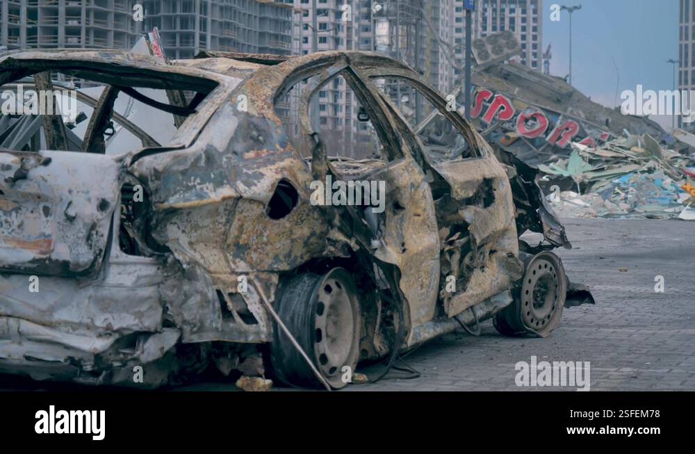 War destroy city ukraine kyiv kiev rocket house destruction Stock Video ...