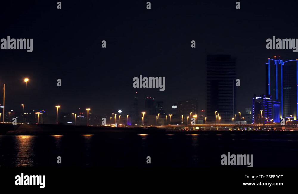 Manama Skyline At Nght, Bahrain Stock Video Footage - Alamy