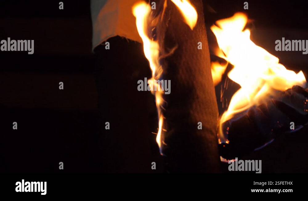 Burning Effigy hanging from a pole in 18th century city - Colonial ...