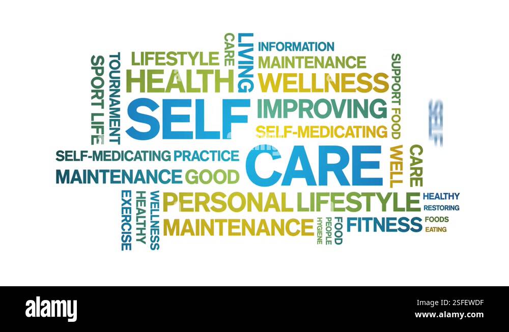 Self Care animated tag word cloud,animation kinetic typography seamless ...