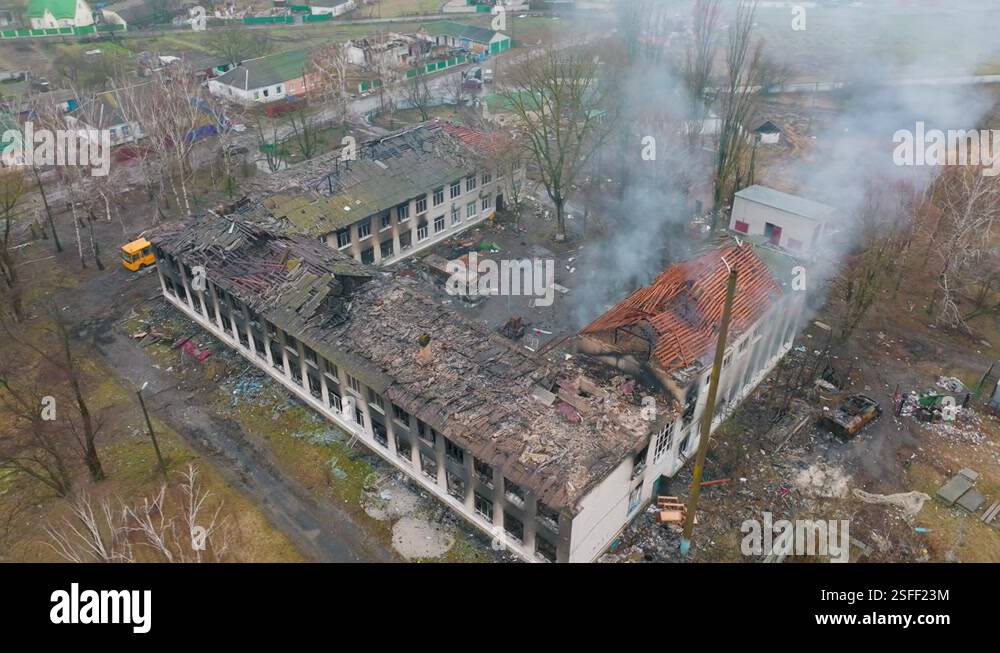 War bomb ukraine house fire ruin village country danger destroy Stock ...