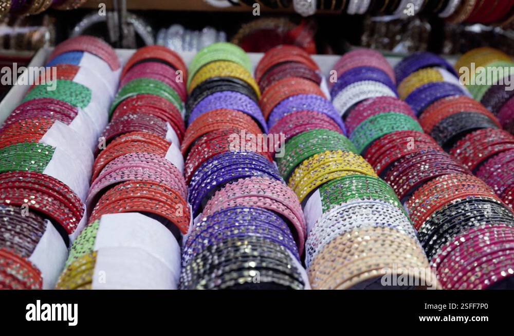 Colorful bangles in display, Mumbai, India Stock Video Footage - Alamy