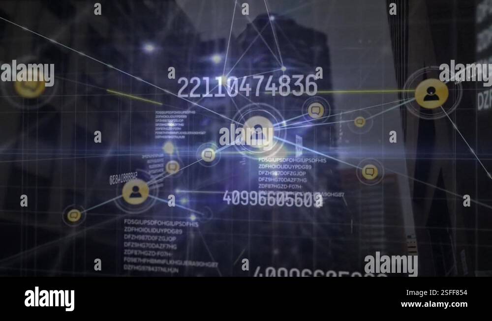 Animation of data processing over cityscape Stock Video Footage - Alamy