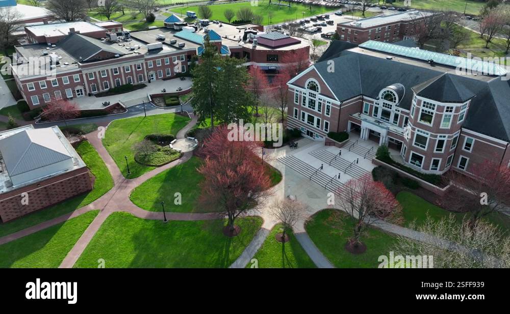 American college university campus grounds. Exterior of red brick Stock ...