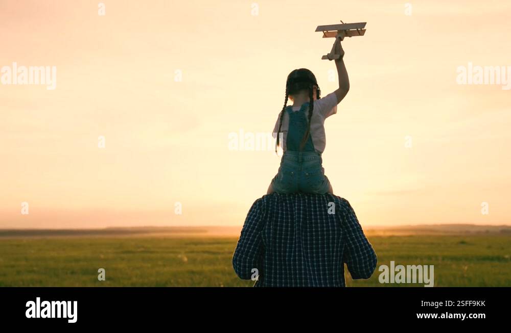 Teamwork father, child, family dream to fly. Happy family, dad, kid ...