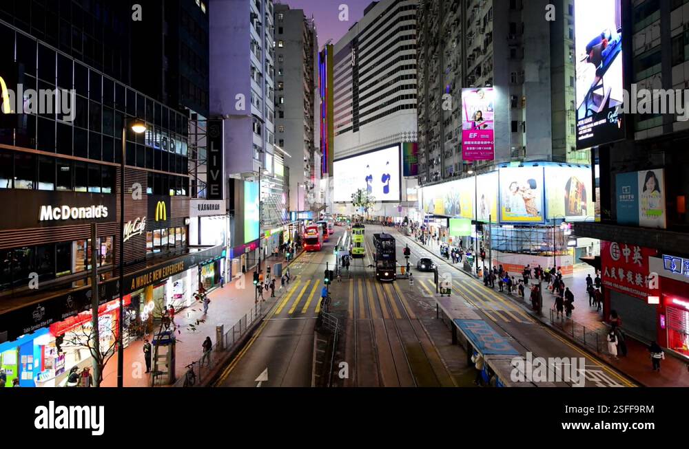 The famous shopping area Causeway Bay at rush hour, Hong Kong, China ...