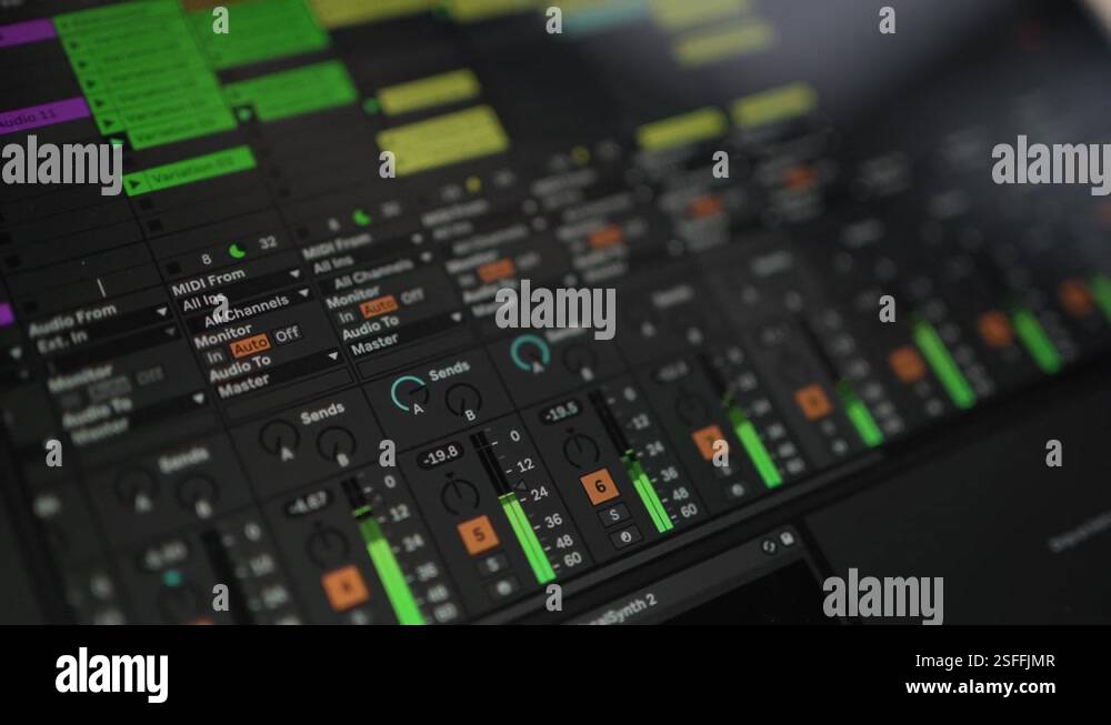 Sound Recording Software With Many Audio Tracks and Levels Stock Video ...