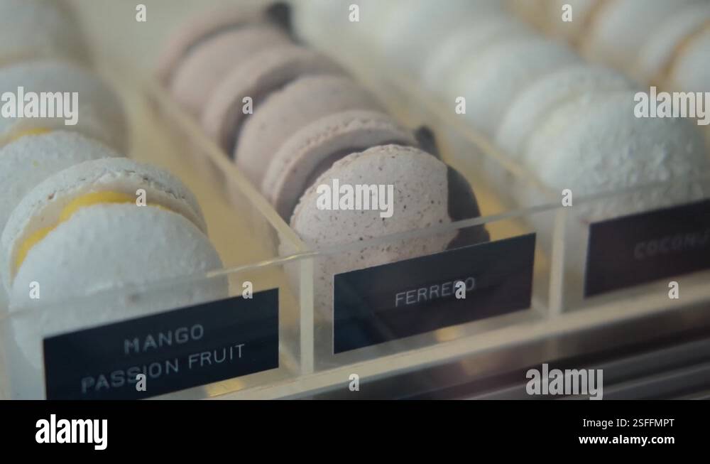 Showcase with delicious sweet cookies of various flavors that are ...