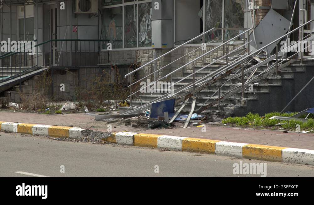 Ukraine. Bucha. War in Ukraine. Residential buildings bombed by Russian ...