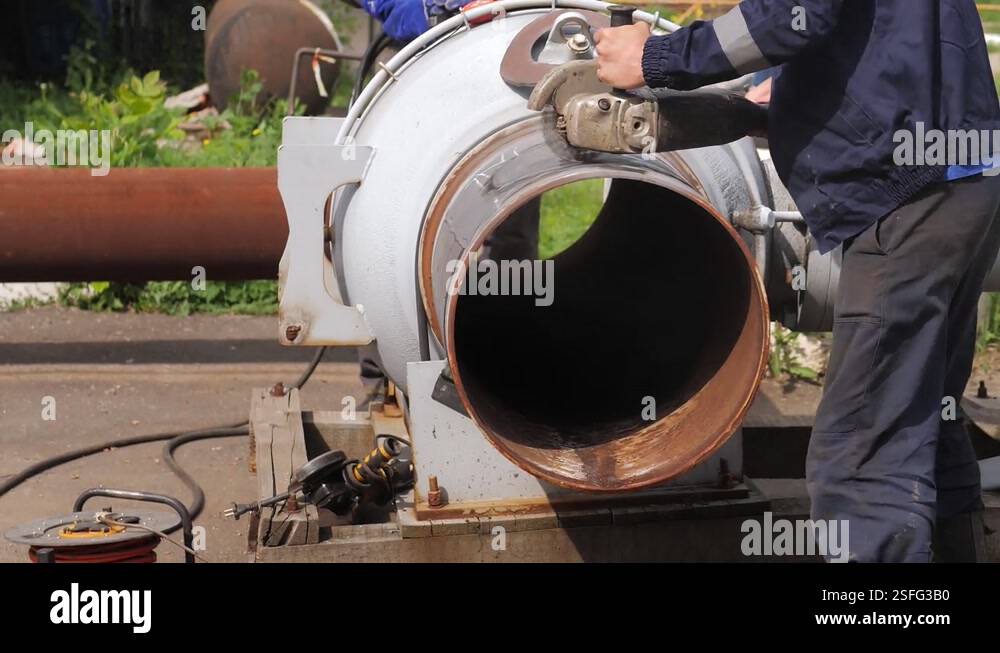 Grinding works with equipment for smoothing steel metal, Iron Assembly ...