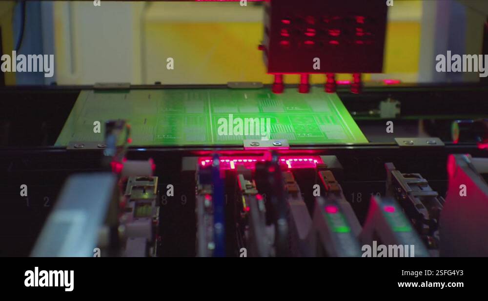 manufacturing makes a complex printed circuit board.Close-up Stock ...